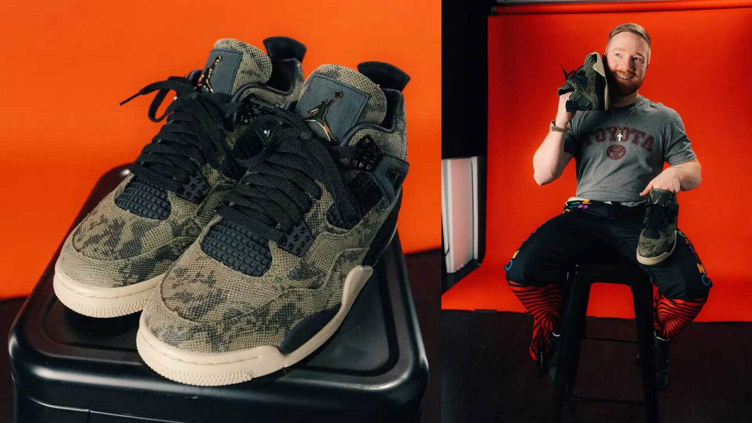 NASCAR’s Tyler Reddick Reveals An Exclusive Camo Snakeskin Air Jordan 4 ...
